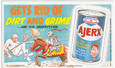 1969 Wacky Packages Ad "Ajerx" #6 of 36 - Creased/Mispunched perforation. | eBay