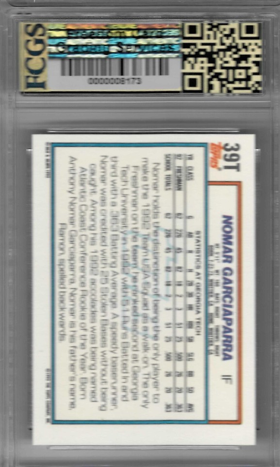 1992 Topps Nomar Garciaparra RC #39T Graded FCGS 9 MINT | eBay
