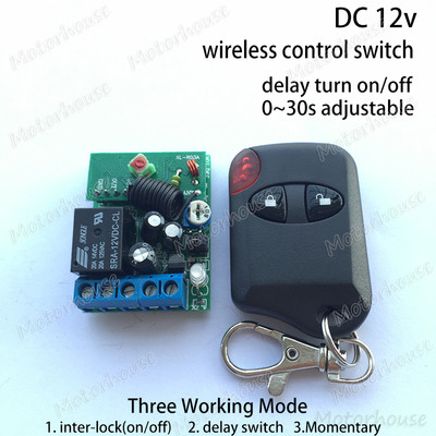 DC 12V Wireless Remote Control Adjustable Timer Delay Turn On/Off Relay ...