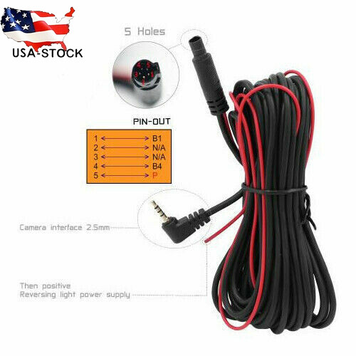 5Pin 2.5mm Jack RCA Video Extension Cable For Dash Cam Backup Camera ...