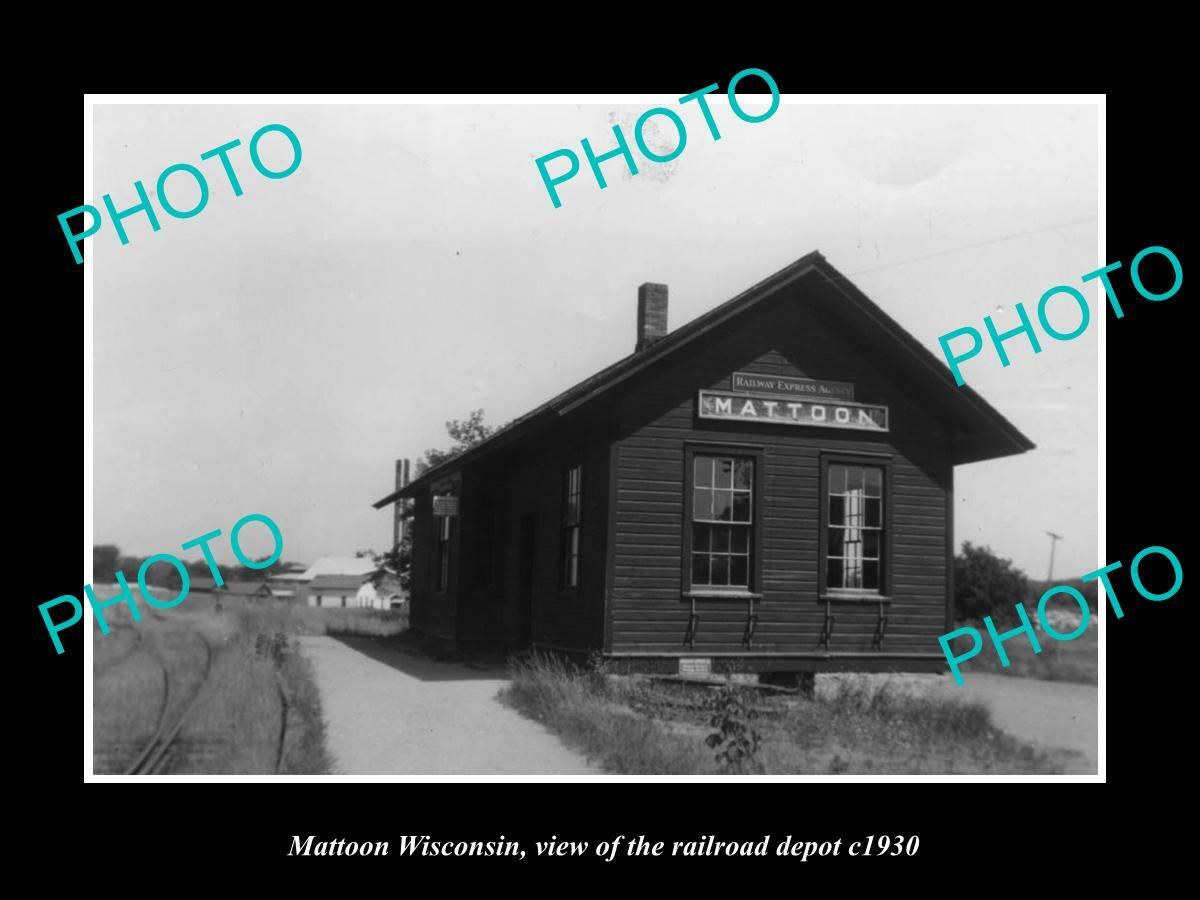 OLD 8x6 HISTORIC PHOTO OF MATTOON WISCONSIN THE RAILROAD DEPOT STATION ...