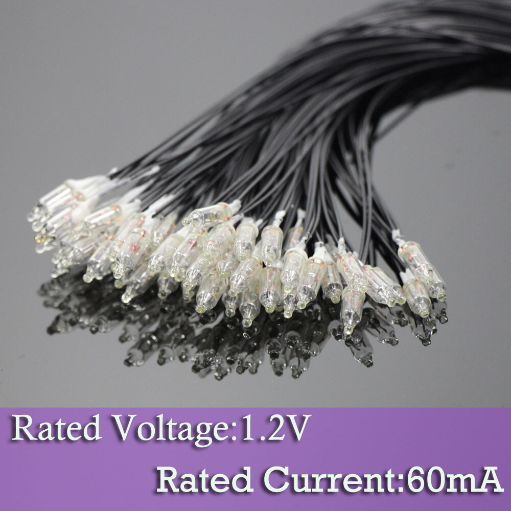 50pcs Clear 3.8mm Mini Bulbs 1.2V 60mA Pre-Wired Grain of Wheat Bulbs ...