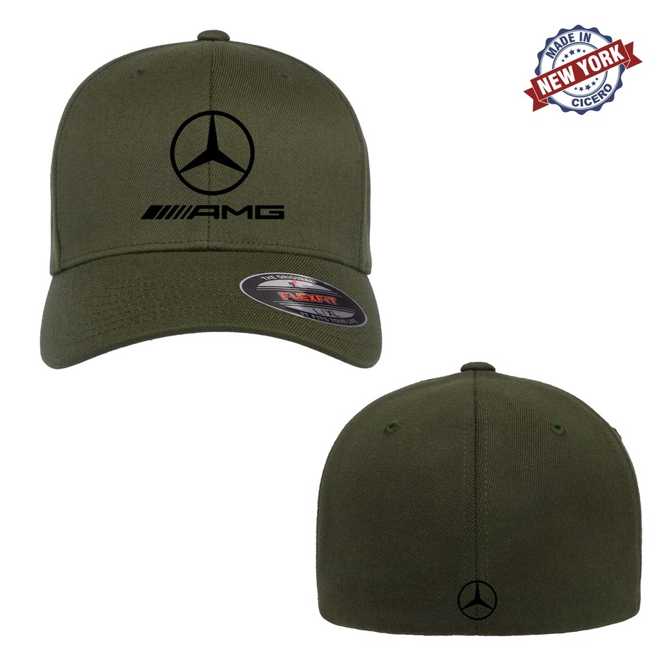 Mercedes-Benz AMG Logo Embroidered Flexfit Fitted Ball Cap Front & Back ...