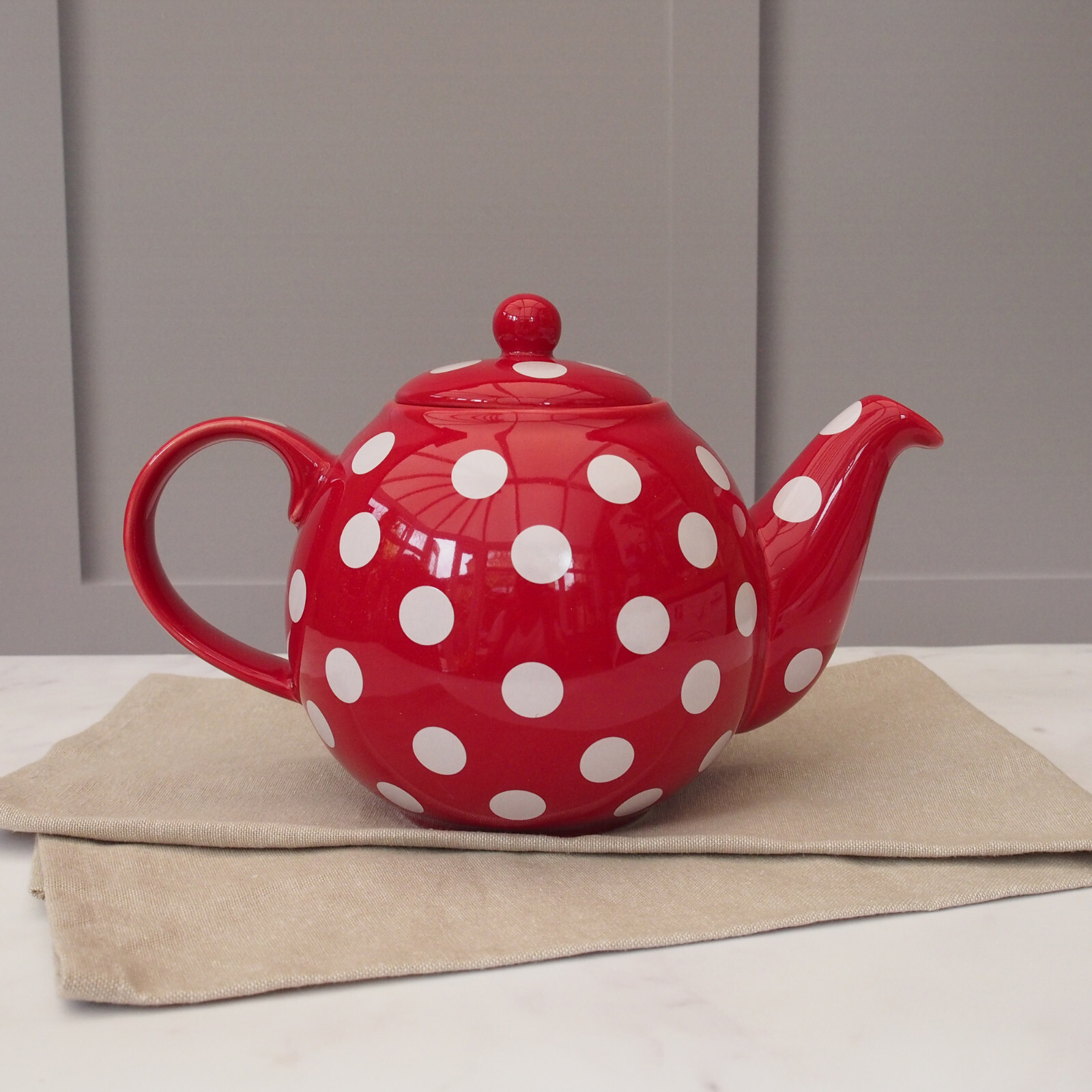 London Pottery 1.2l Red Teapot With White Polka Dots Ceramic Teapot ...
