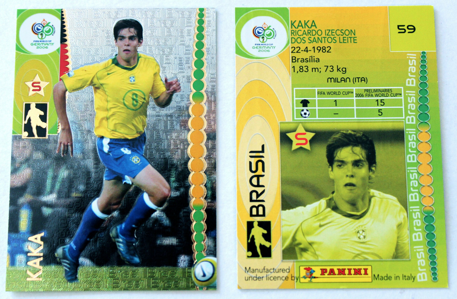 Panini Soccer Trading Card Kaka Brazil No. 59 FIFA World Cup Germany ...
