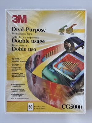 50 Sheets 3M Dual Purpose Transparency Film CG5000 for Copiers & Laser ...