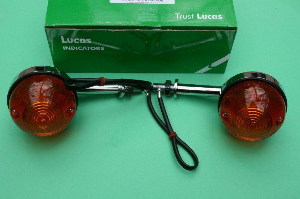 GENUINE LUCAS L874 INDICATORS 54057553 SHORT STEM A PAIR NORTON TRIUMPH ...