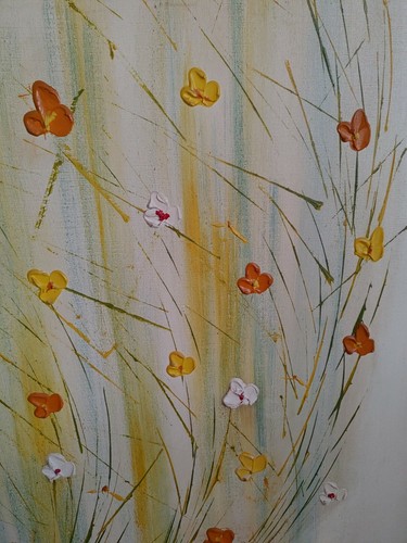 John Le Dené VINTAGE Original Midcentury Abstract Flower Painting ...