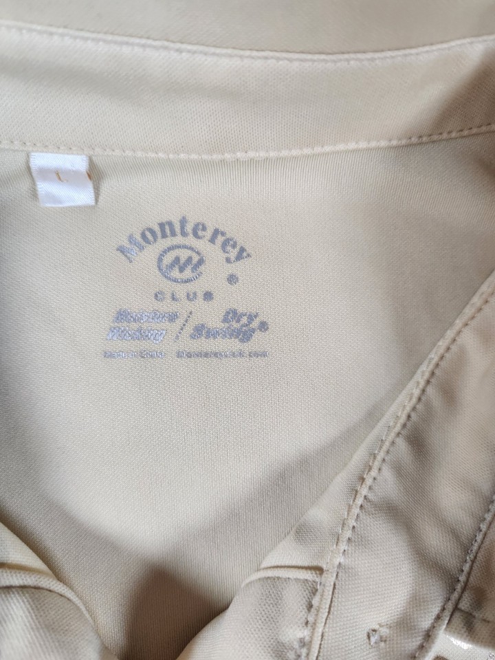 Monterey Club Golf Shirt L Dry Swing Moisture Wicking Tan Leopard Print ...