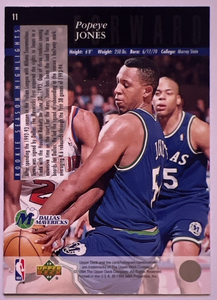 Popeye Jones 1993-94 Upper Deck SE Special Edition Electric Gold #11 ...