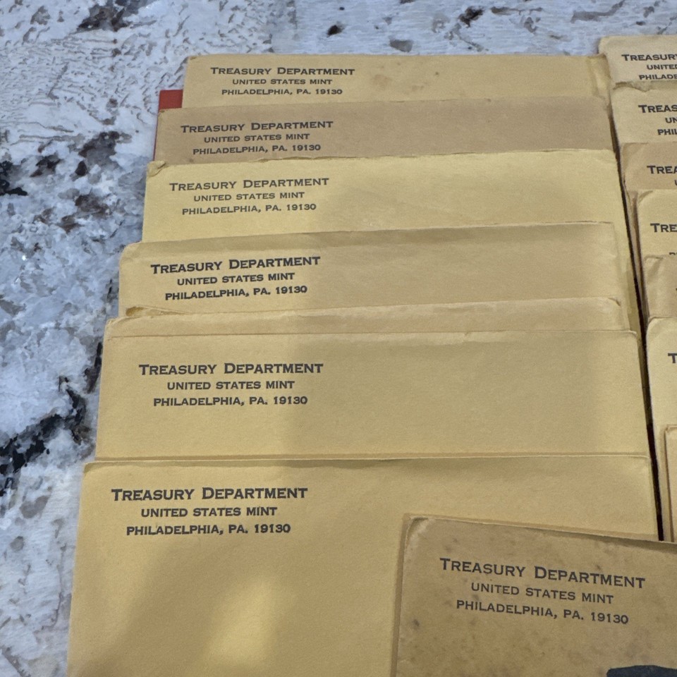 1964 Philadelphia US Proof Set Envelopes Only - No Coins Lot Of 13 With ...