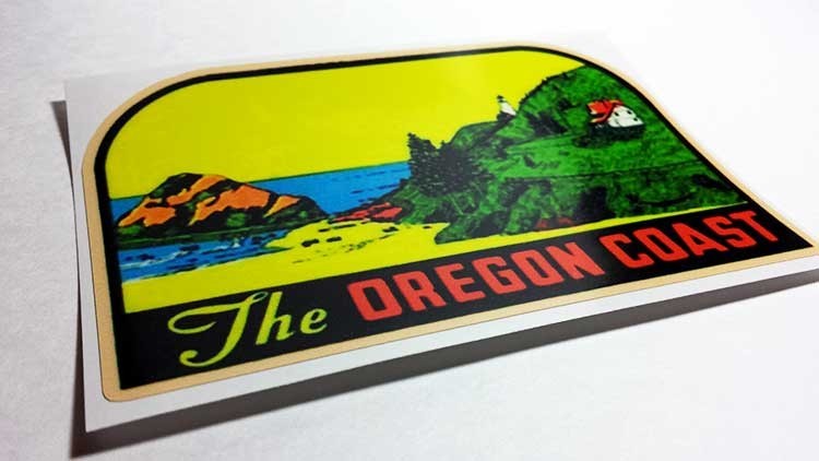 OREGON COAST Vintage Style Travel Decal, Vinyl Sticker, luggage label ...