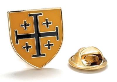 Crusaders Shield Pin Black and Yellow Enamel Pin Jerusalem Cross Lapel ...