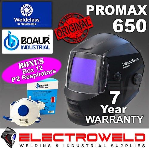 WELDCLASS Promax 650 Welding Helmet Auto Darkening Lens, Mig Tig Stick ...