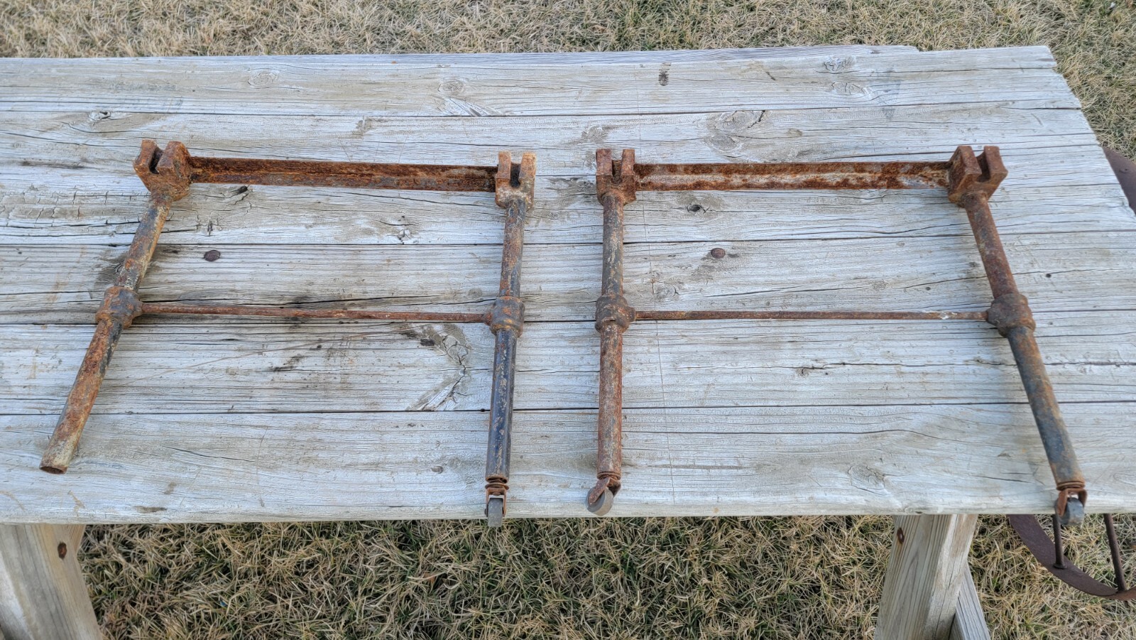 Antique Cast Iron Casket Mover Legs Vintage Rustic Coffin Metal Table ...