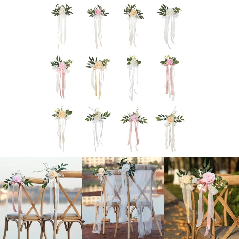 1Pack Wedding Chair Back Flower,Wedding Chair Decorations Aisle Benches ...