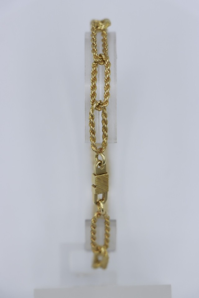 18K Yellow Gold Cable Charm Bracelet 8"HANDCRAFTED Designer NINO ...