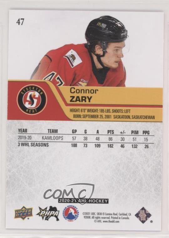 2020-21 Upper Deck AHL Exclusives /100 Connor Zary #47 | eBay