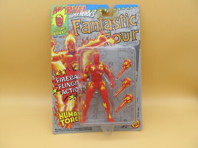 Toy Biz Marvel Super Heroes Human Torch Figure w/Fireball Flinging 1992 ...