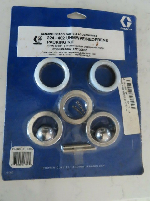 Graco 224-402 UHMWPE / Neoprene Packing Kit for Displacement Pump ...