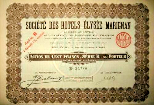 K65 - STE DES HOTELS ELYSEE MARIGNAN | eBay