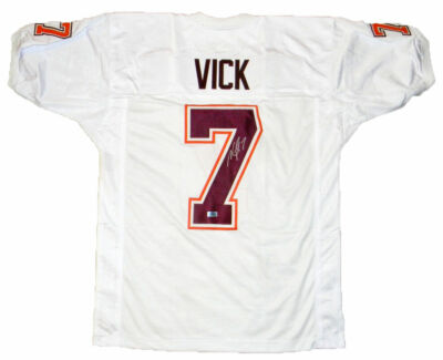 MICHAEL VICK SIGNED AUTOGRAPHED VIRGINIA TECH HOKIES #7 WHITE JERSEY ...