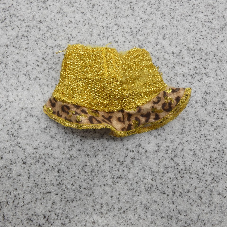 Barbie Doll Mini Skirt Gold Sparkle Cheetah Print Ruffle Hem No Belt ...