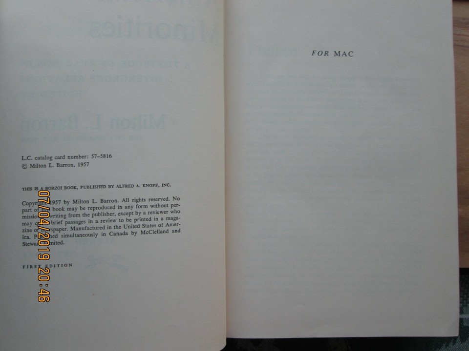 American Minorities - milton l barron 1957 | eBay