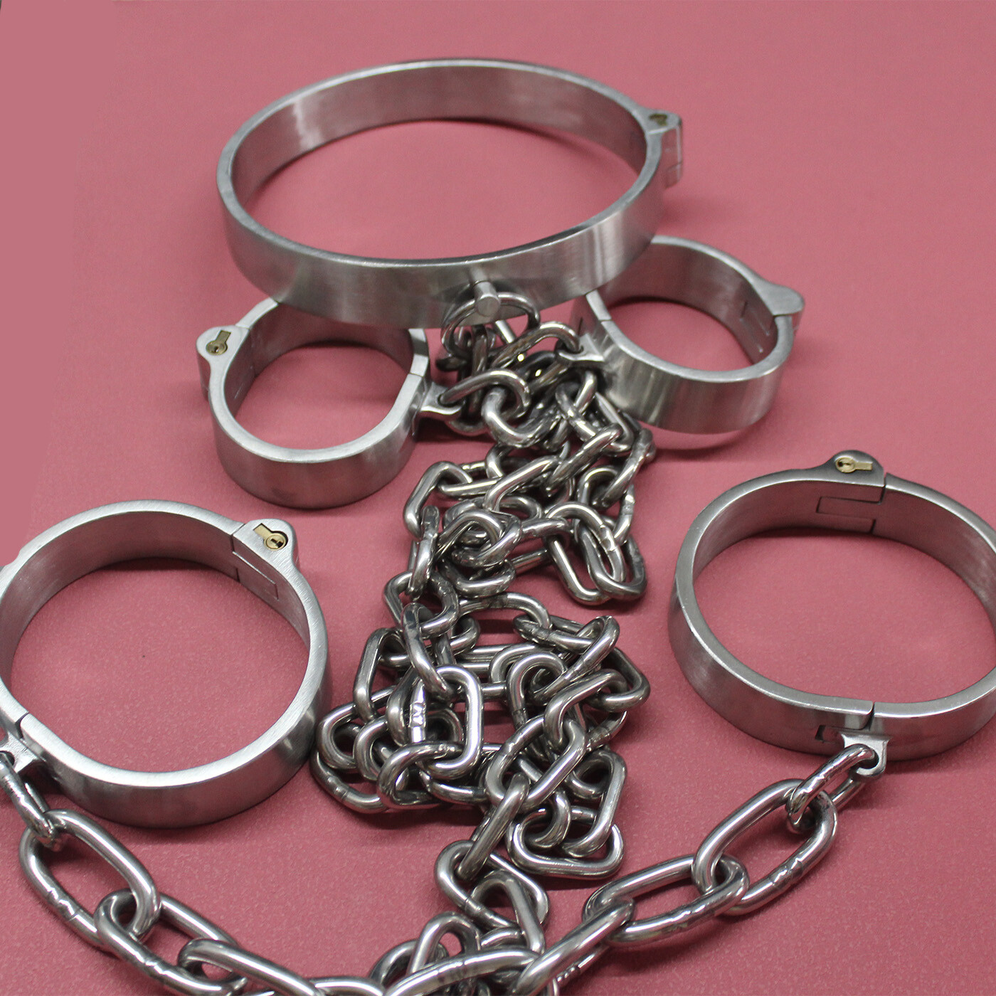 Stainless Steel Bondage Handcuffs Ankle Neck Collar Cuffs Set Shackle ...