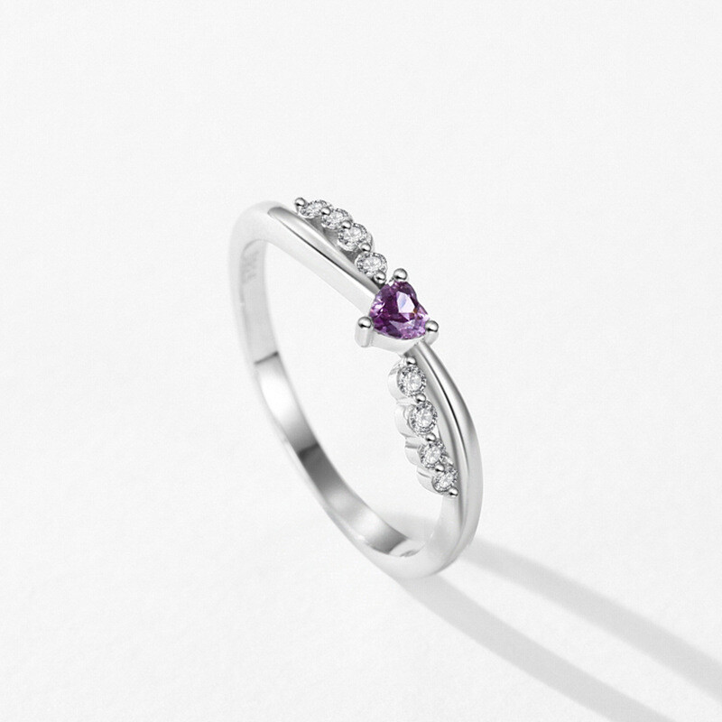 European Purple Heart Pave AAA CZ S925 Sterling Silver Finger Ring For Women | eBay