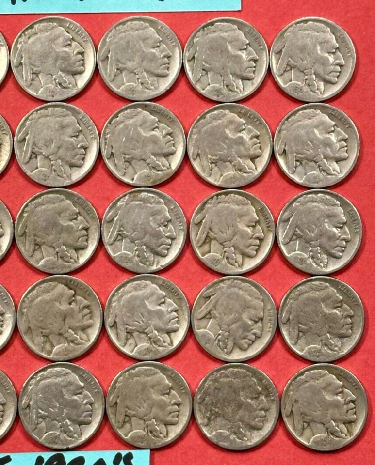 Buffalo Nickels Lot Roll of 40 PARTIAL DATE Old Buffalo Nickels ...