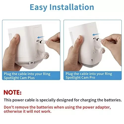 Power Adapter For Ring Spotlight Cam Plus/pro battery With 25ft/7.5m ...