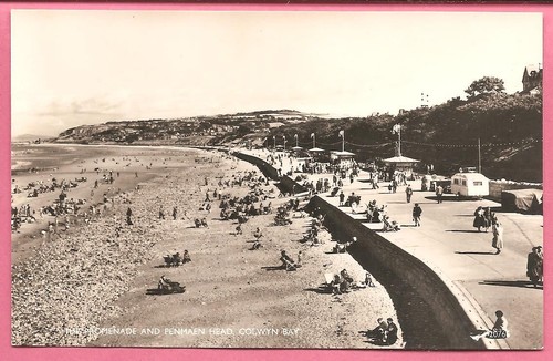 The Promenade and Penmaen Head, Colwyn Bay, Wales postcard. Real Photo ...