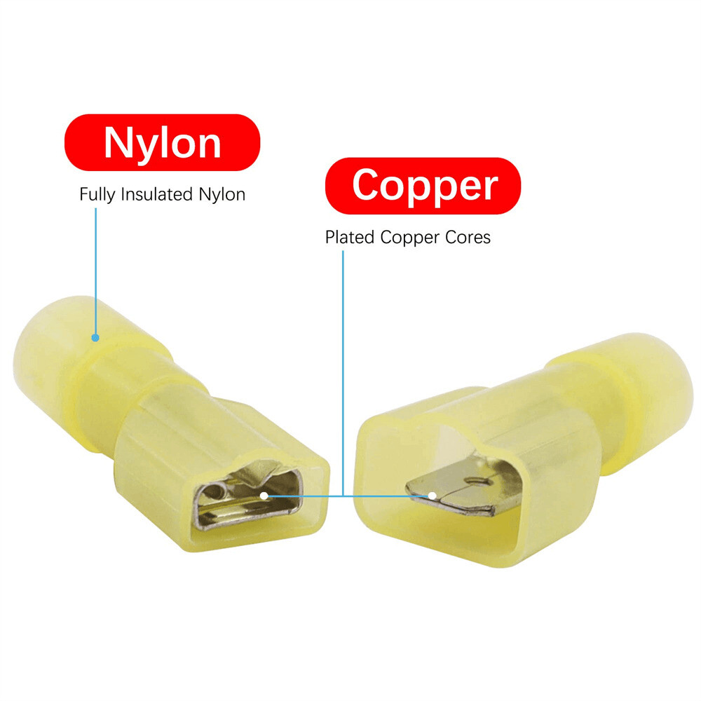 12 Gauge Wire Connectors 50 Pack - 12-10 Gauge Spade Terminals, Male ...