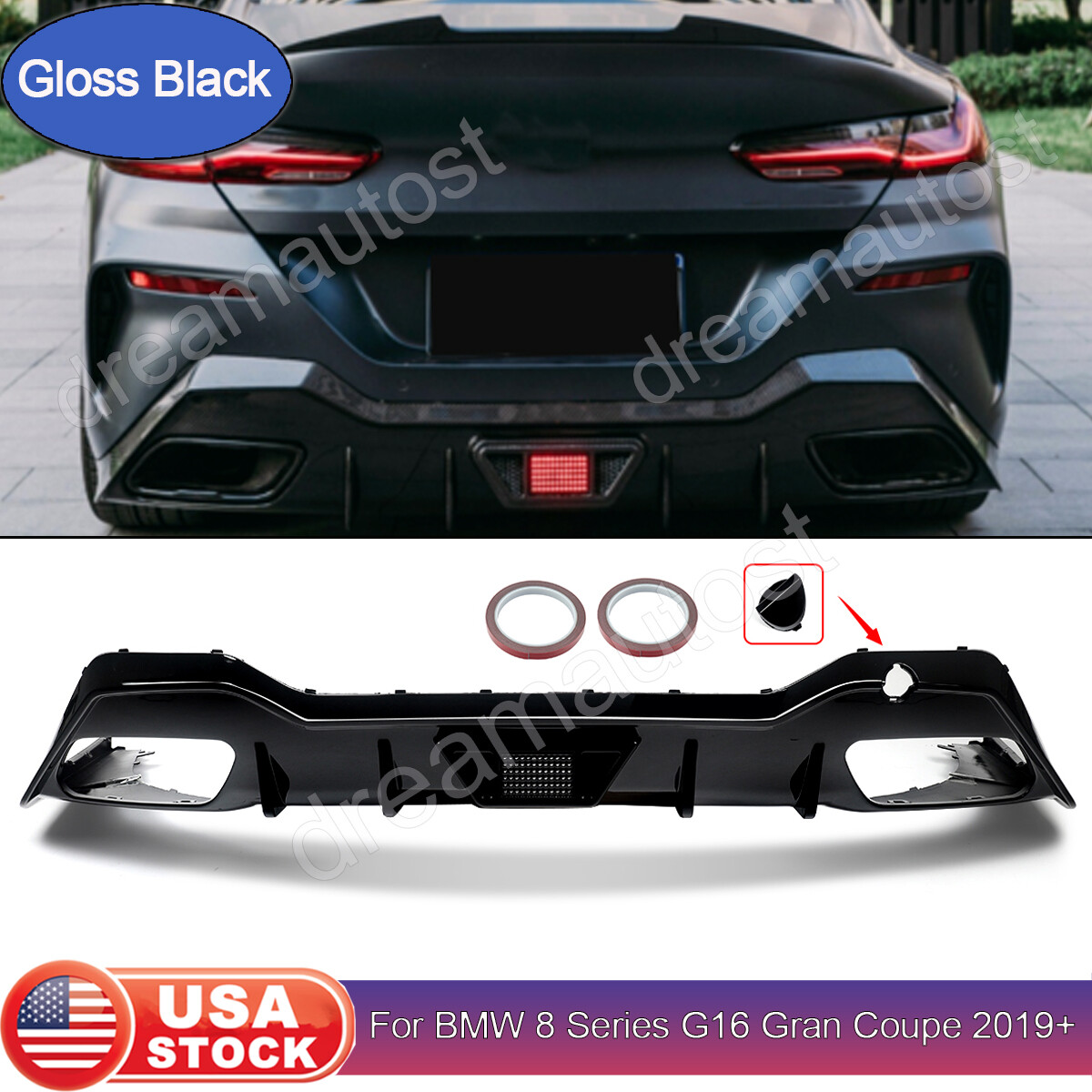 Gloss Black Rear Bumper Diffuser Lip For BMW 8Series G16 840i M850i M ...
