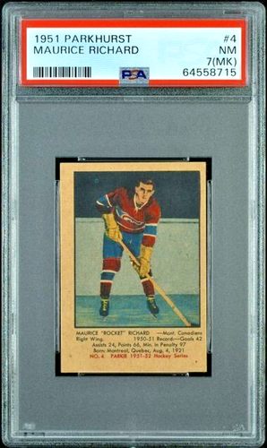 1951 Parkhurst #4 Maurice Rocket Richard PSA 7 NM (MK) | eBay
