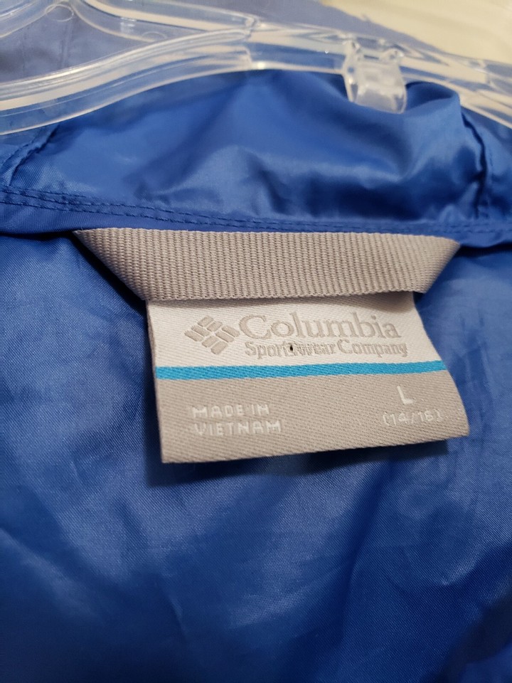 Columbia Womens L Windbreaker Jacket Full Zip Blue Pocket Activewear ...