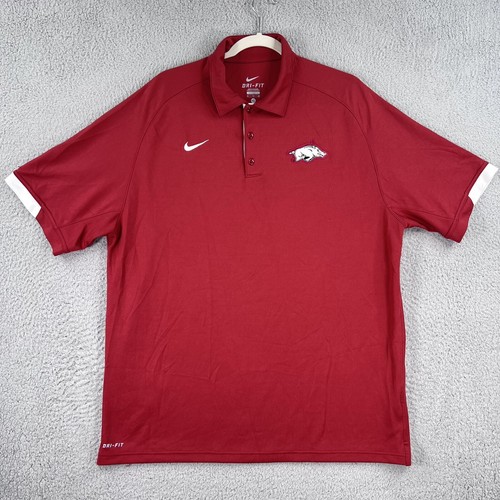 Arkansas Razorbacks Polo Shirt Mens XL Nike Dri-Fit Crimson Red NCAA ...