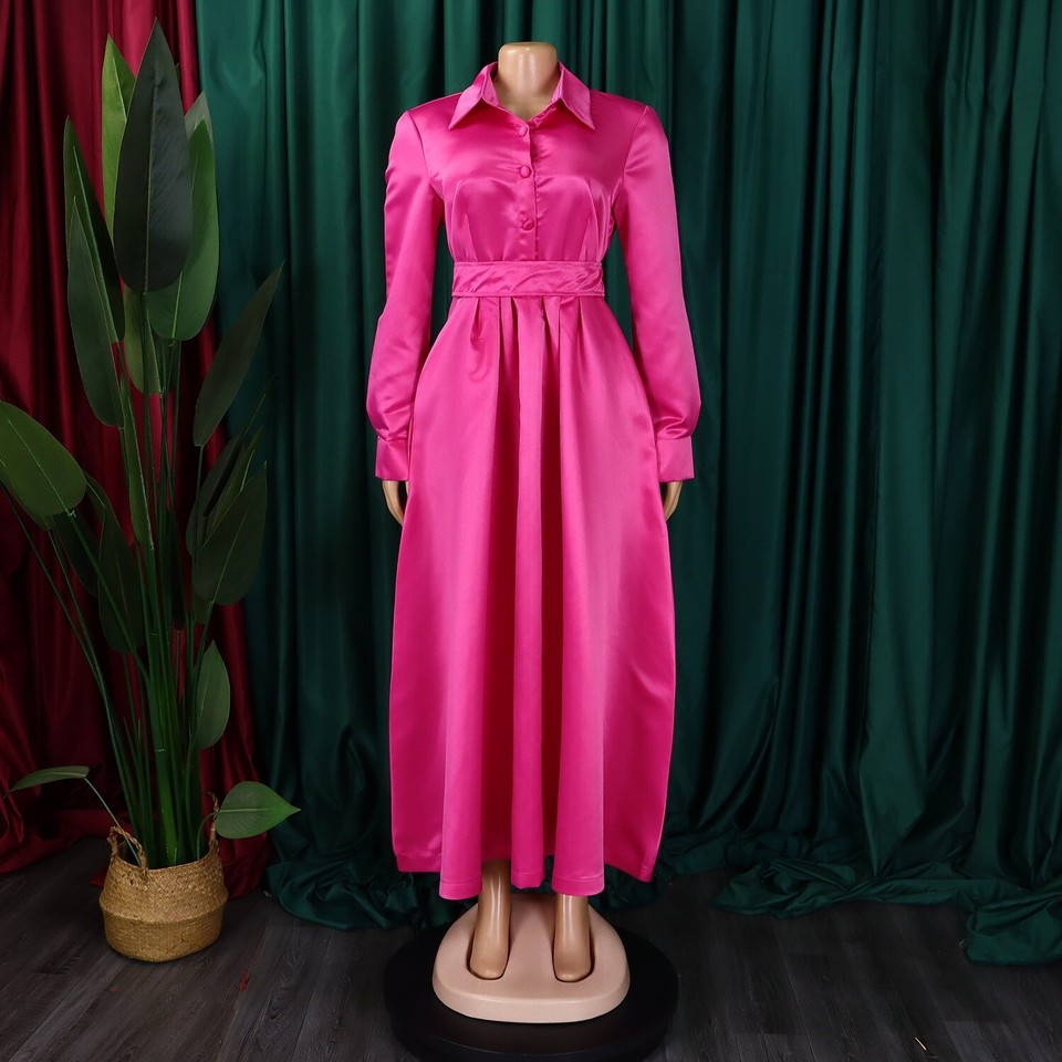 Women's Plus Size Maxi Dresses 2025 Fall Flowy Swing Pleated Maxi ...