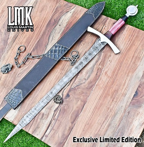 LMK Hand Forged Twist Damascus Sword Bone Bushcraft Steel Guard | eBay