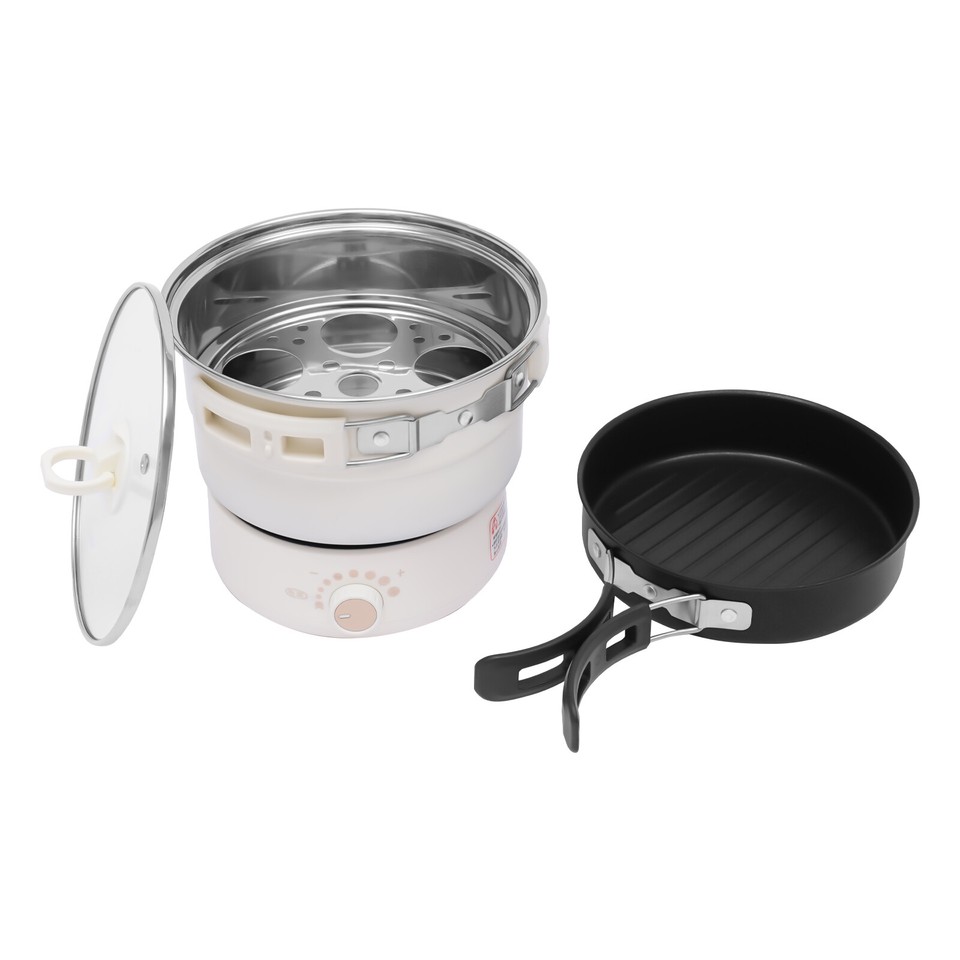 500W 1.6L Mini Hot Pot Multifunction Split Electric Cooker with Steamer ...