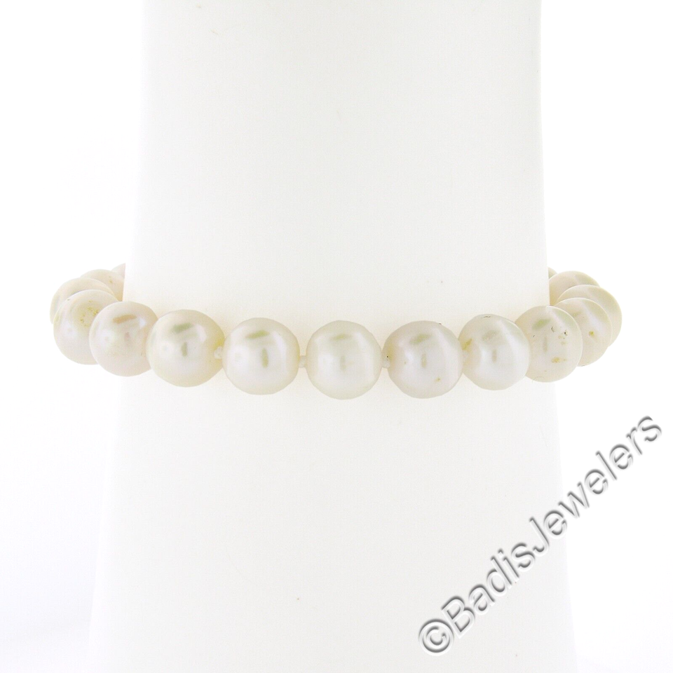 6.5" 14k Gold Grooved Ball Hook Push Clasp 8-8.5mm Cultured Pearl ...