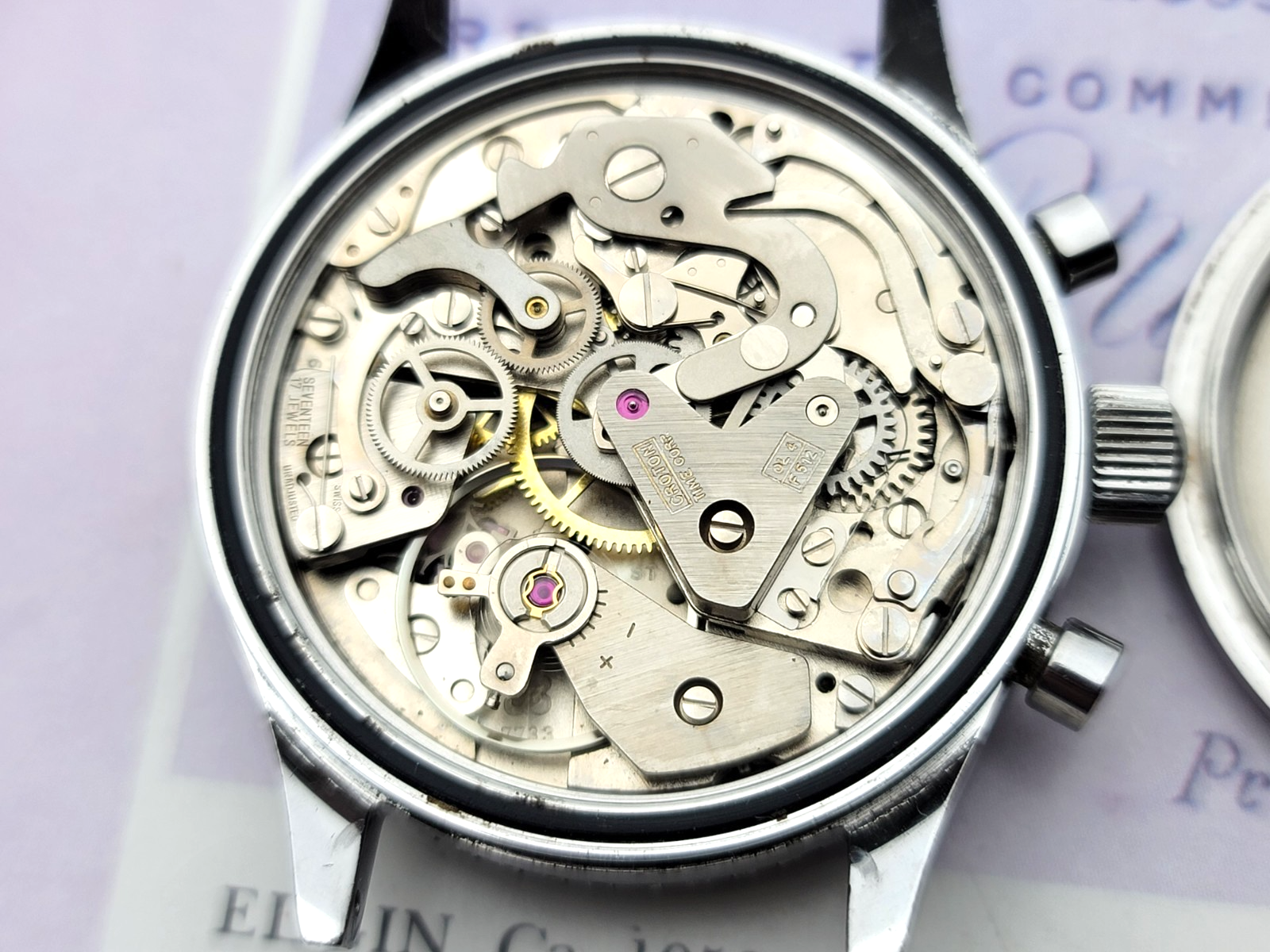 Large 38mm Croton Chronomaster Aviator SeaDiver chronograph Val 7733 ...