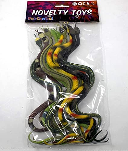 Fun Central 12-Pack Realistic Rubber Snakes - 14-Inch Flexible Prank ...