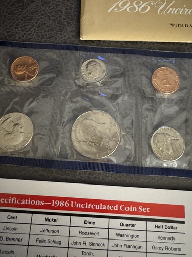 1986 Uncirculated Coin Set U.S Mint Original Government Packaging OGP ...