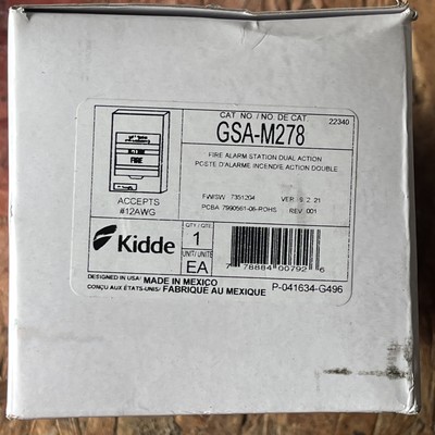 KIDDE GSA-M278 Fire Alarm Manual Pull Station Open Box No Keys ...