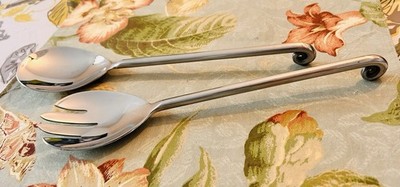 Fiddle Head Treble Clef Unbranded Forged Stainless Flatware SALAD SERVE ...