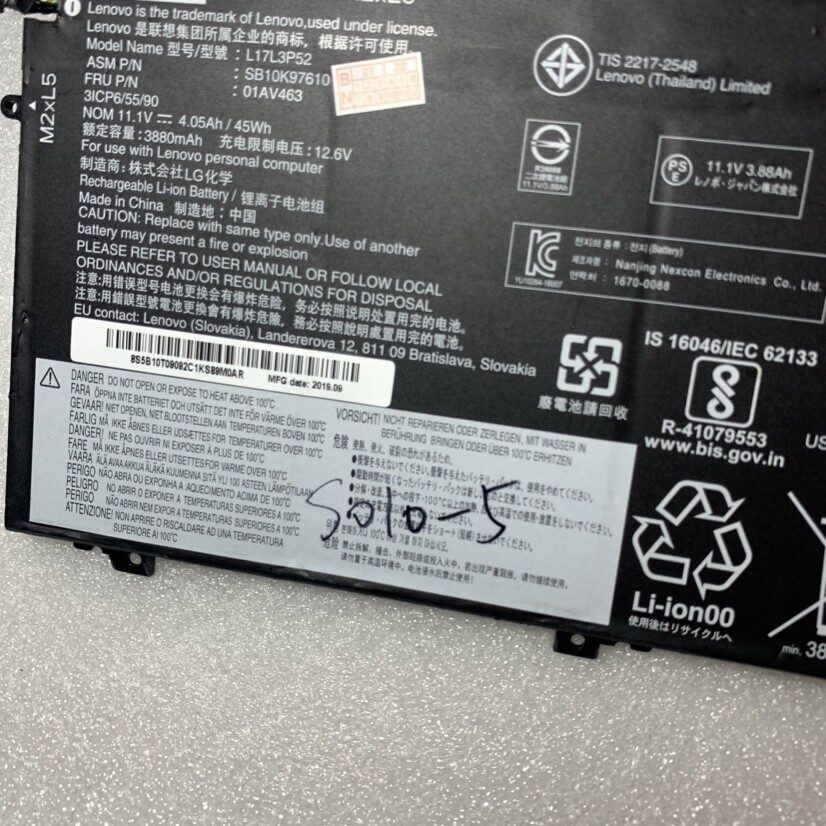 Genuine L17L3P52 L17M3P53 Battery for Lenovo ThinkPad L14 L15 Gen 1 ...