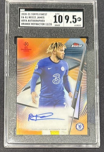 2020-21 TOPPS FINEST UEFA REECE JAMES ORANGE REF. AUTO SGC 9.5/10 12/25 ...