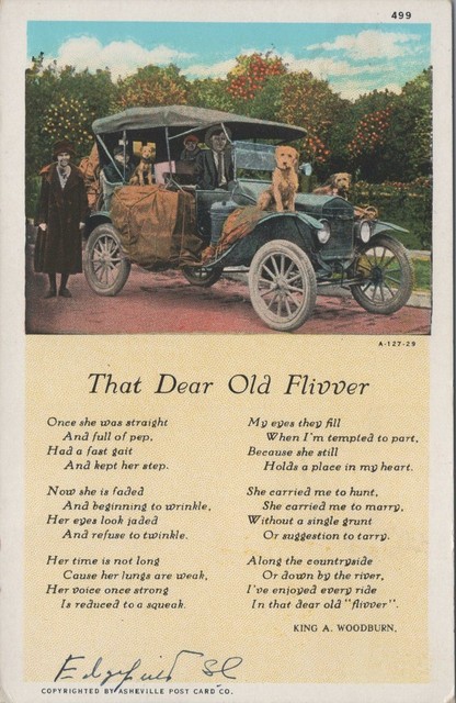 Postcard Car Poem That Dear Old Flivver | eBay